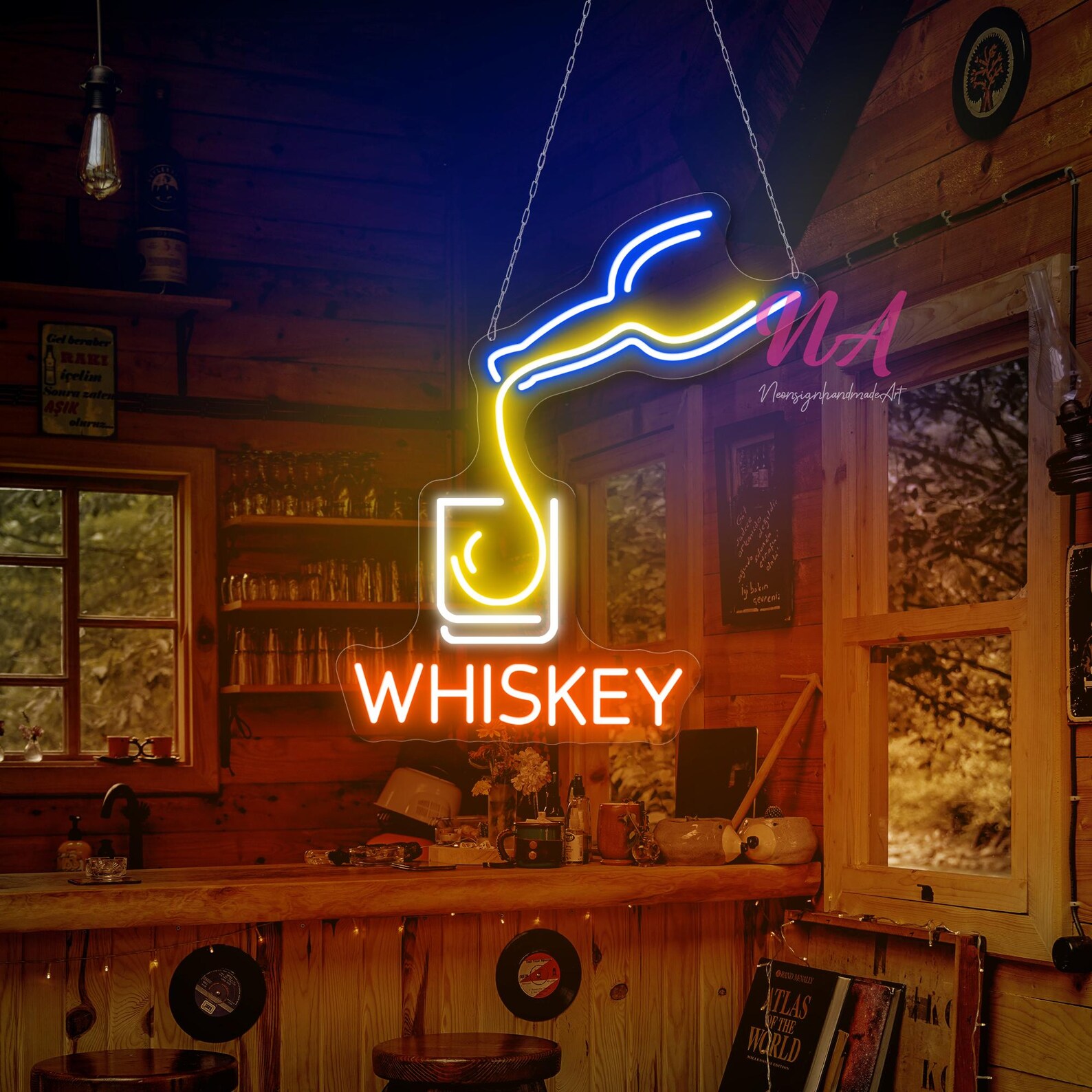 Whiskey Glass Neon Sign: Bar Decor, Whiskey Lover Gift - Etsy