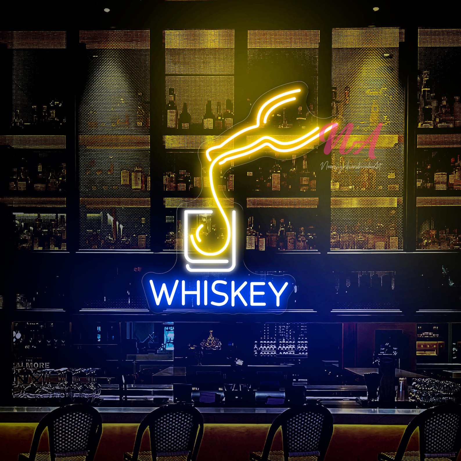 Whiskey Glass Neon Sign: Bar Decor, Whiskey Lover Gift - Etsy
