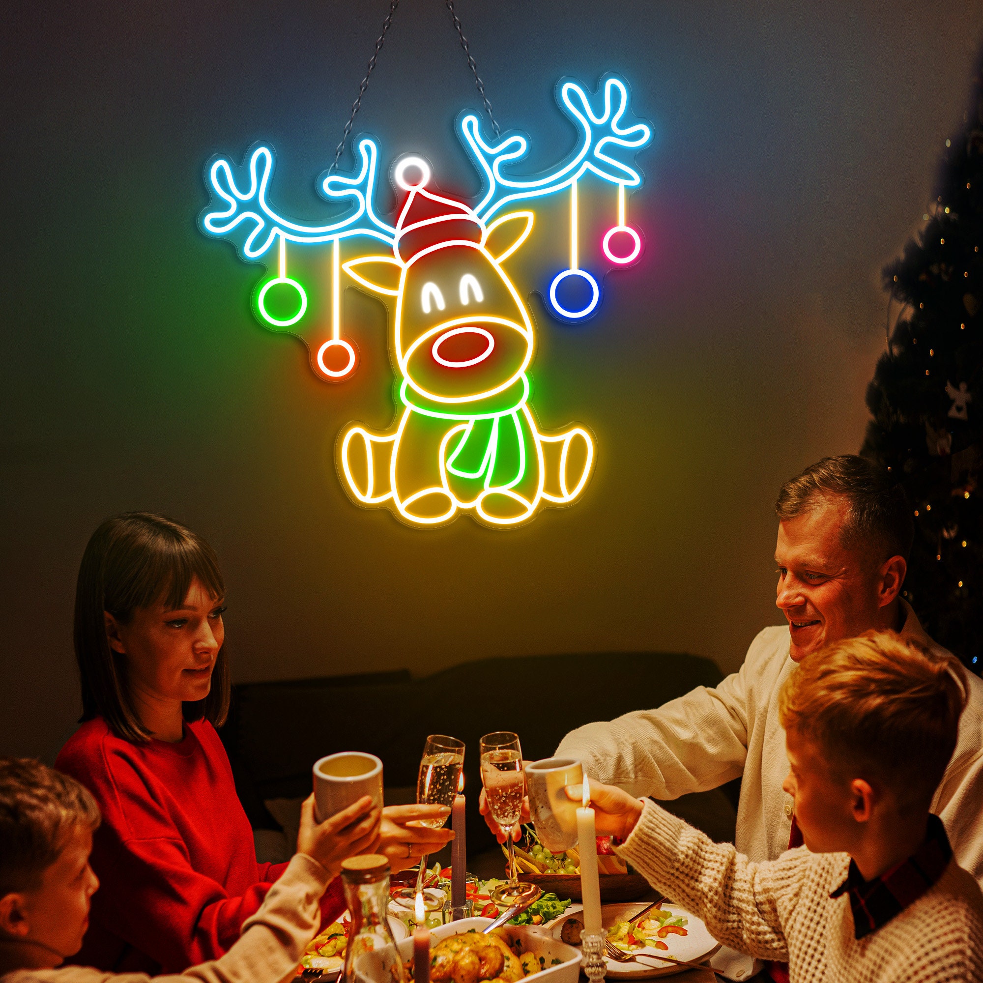 Reindeer Neon Sign: Christmas Holiday Room Decor - Etsy