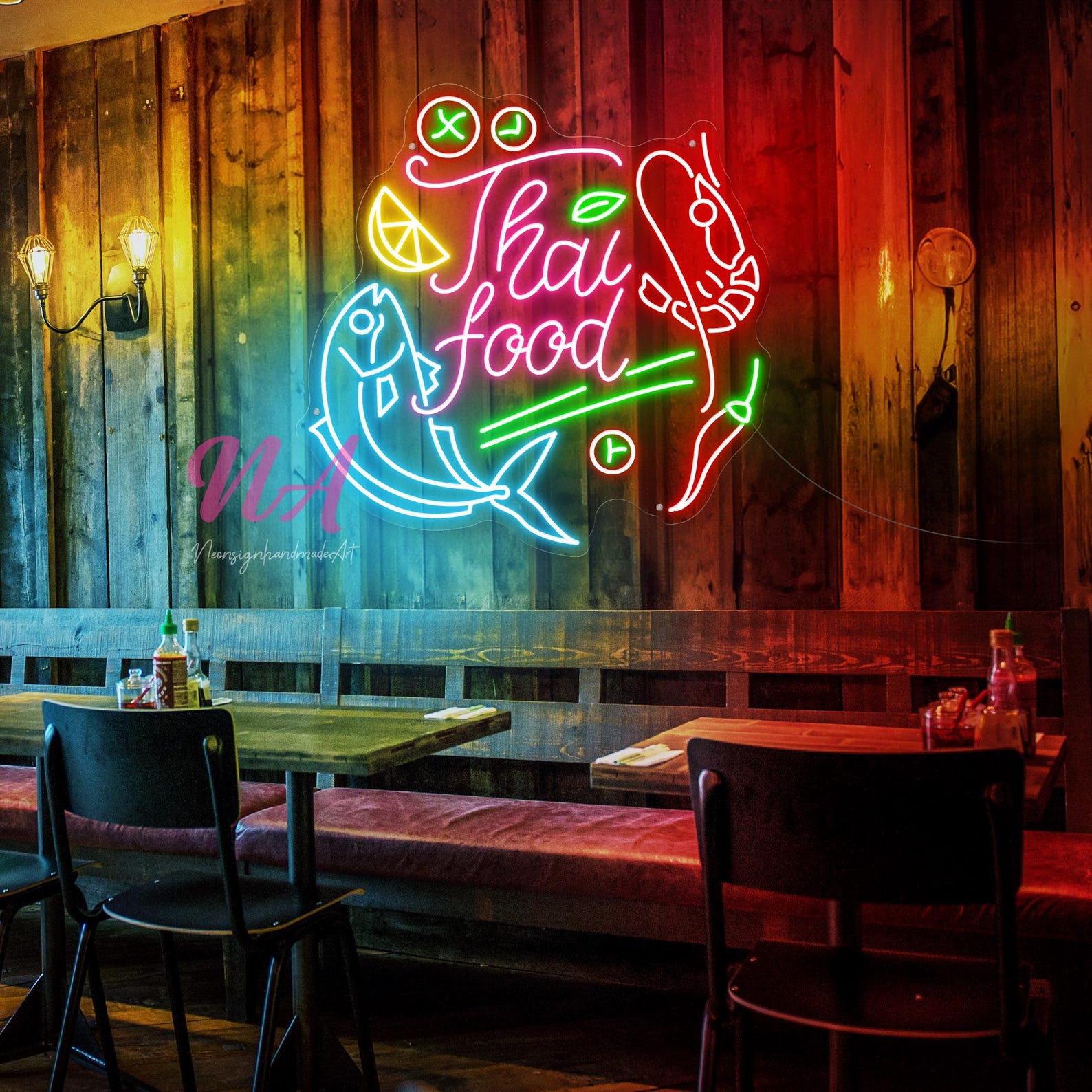 Thai Food LED Neon Sign: Restaurant Decor, Kitchen Wall Art - Etsy