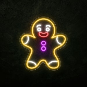 Ginger Bread Neon Sign, Christmas Neon Decor, Gingerman Christmas Neon ...
