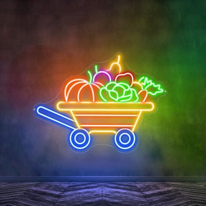 Vegetable Cart Neon Sign,autumn Fall Decor,cornucopia Neon Sign,fall ...