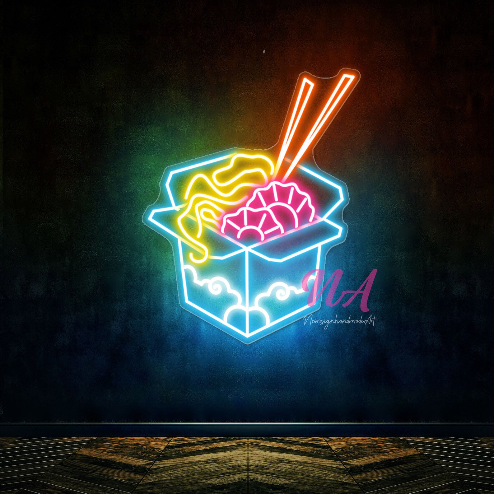 Chinese Food Neon Sign: Wok Box LED Light - Etsy