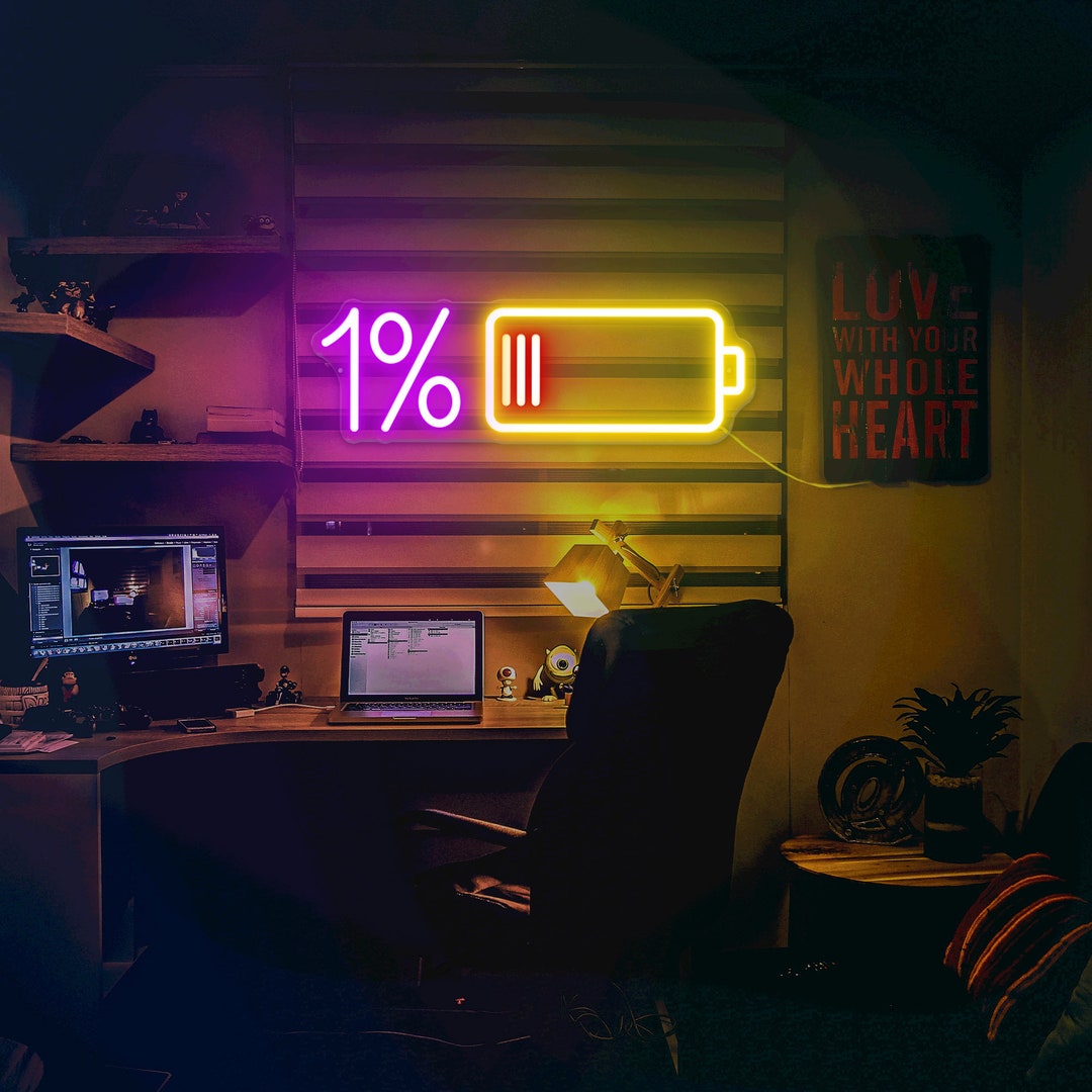 1% Neon Sign Stress Feeling Neon Sign Funny Deadline Neon Sign Room ...