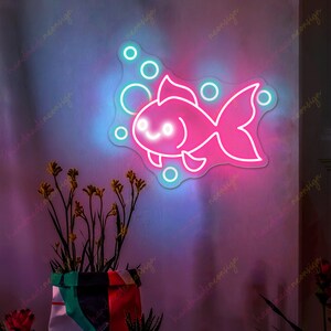 Goldfish Neon Sign, Cute Goldfish Led Sign, Wall Decor, Aquarium Decor ...