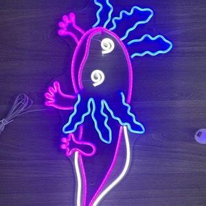 Axolotl Neon Sign, Hologram Light, Kawaii Decor, Customizable Neon Sign ...