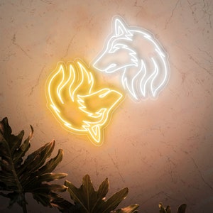 Two Wolves Neon Sign, Two Wolves Wall Decor, Custom Neon Sign, Wolf ...