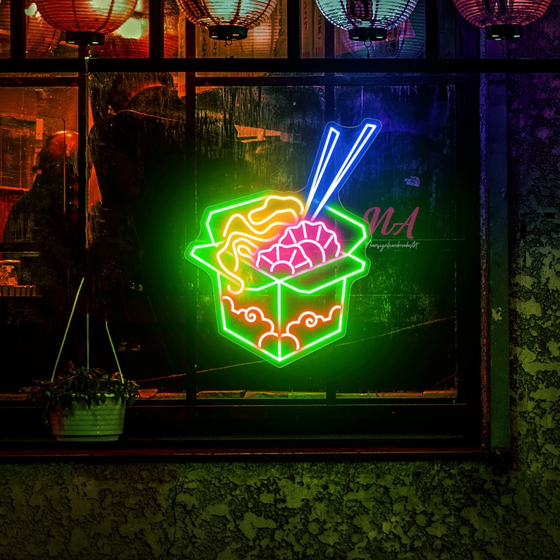 Chinese Food Neon Sign: Wok Box LED Light - Etsy
