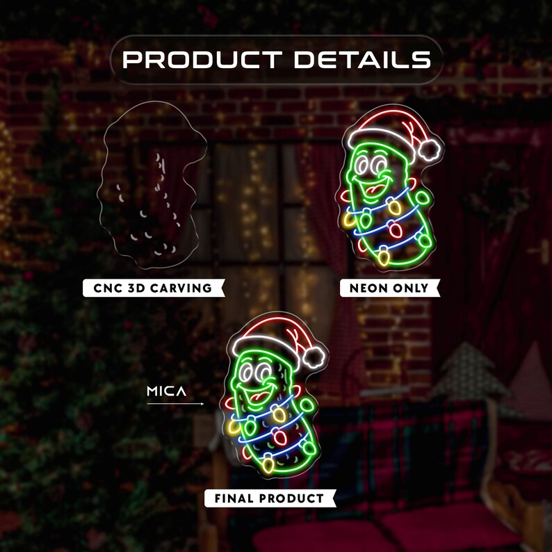 Funny Christmas Pickle Led Sign, Cucumber Sign Santa Pickle Light With ...