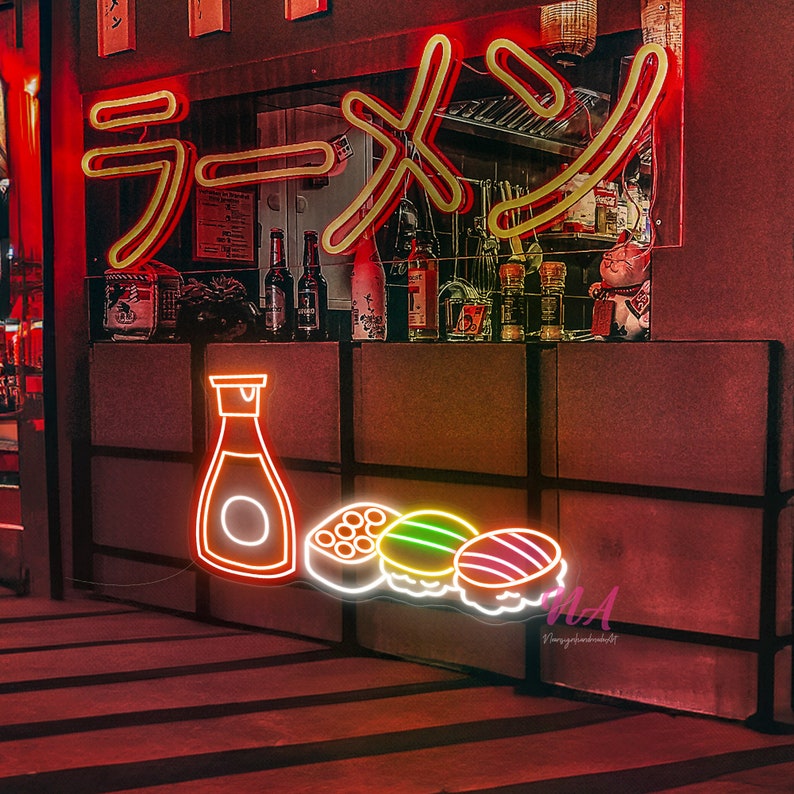 Letrero de neón de sushi: decoración de pared para restaurante japonés ...