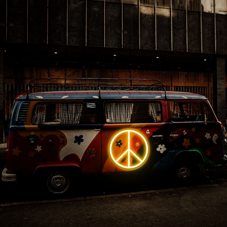 Peace Symbol Neon Sign: Custom LED Wall Decor - Etsy