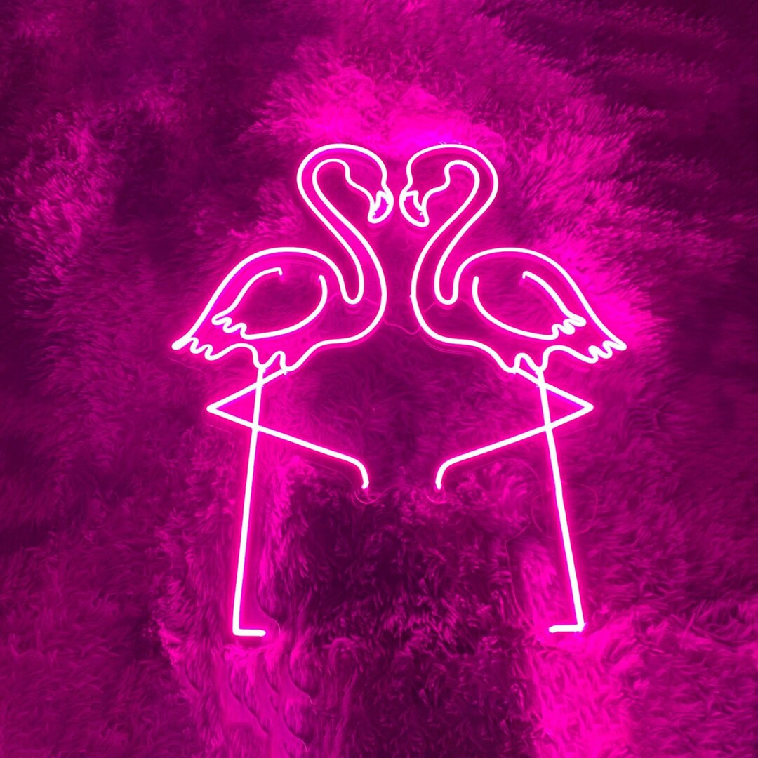 Couple of Kissing Flamingos Neon Sign, Flamingo Neon Sign, Flamingo ...
