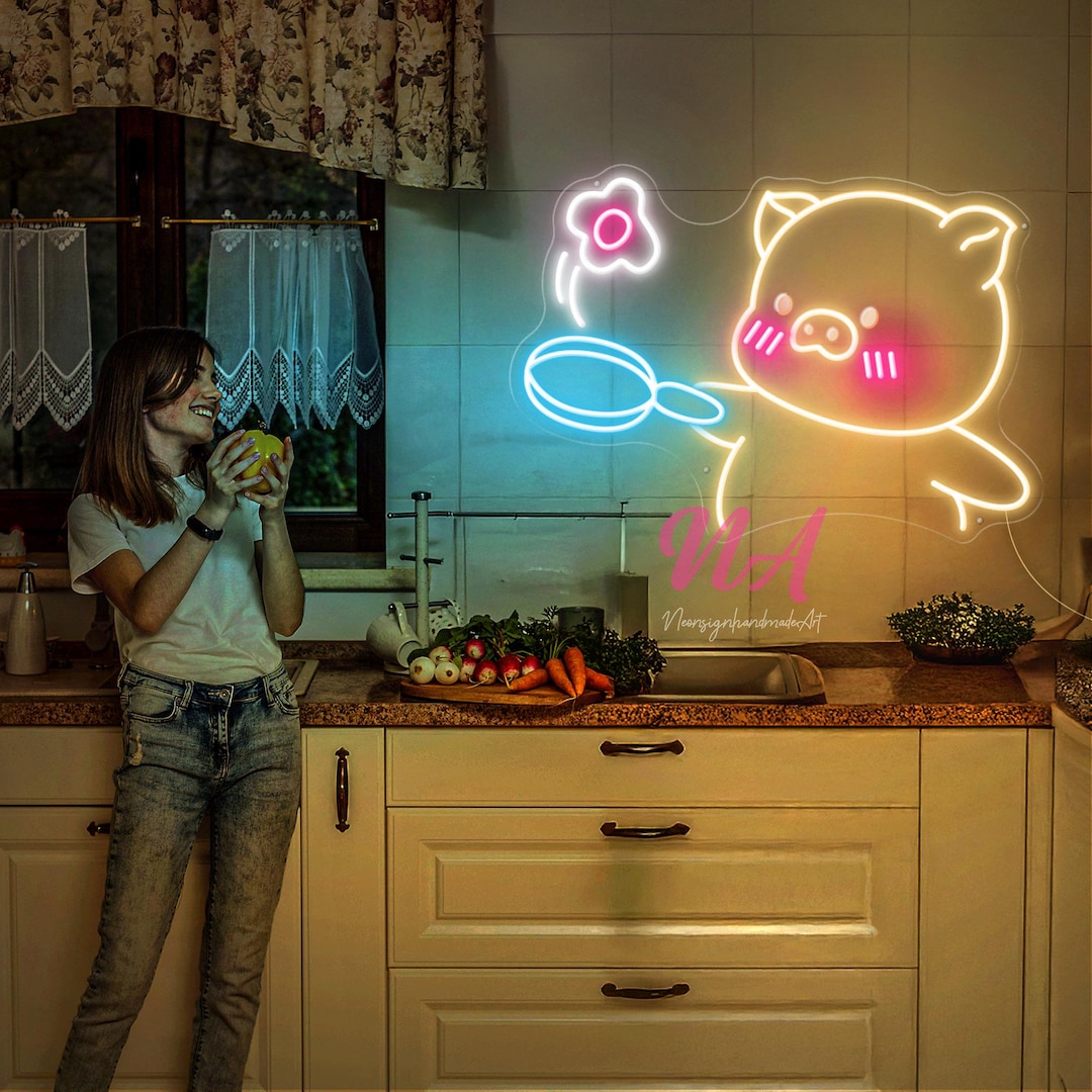 Pig Fried Egg Neon Sign Custom Animal Neon Sign Led Light Bedroom Home ...