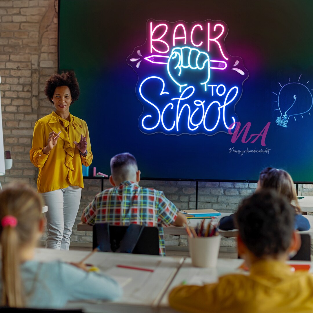 Back to School Neon Sign, Nursery Room Decor Sign, Gift for Kids ...