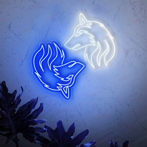 Two Wolves Neon Sign, Two Wolves Wall Decor, Custom Neon Sign, Wolf ...