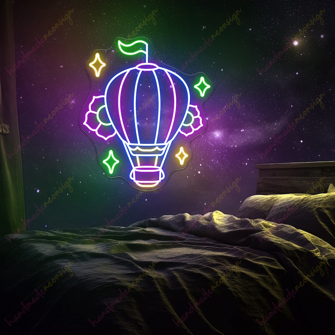 Hot Air Balloon Neon Sign, Magic Hot Air Balloon Light, Adventurous ...