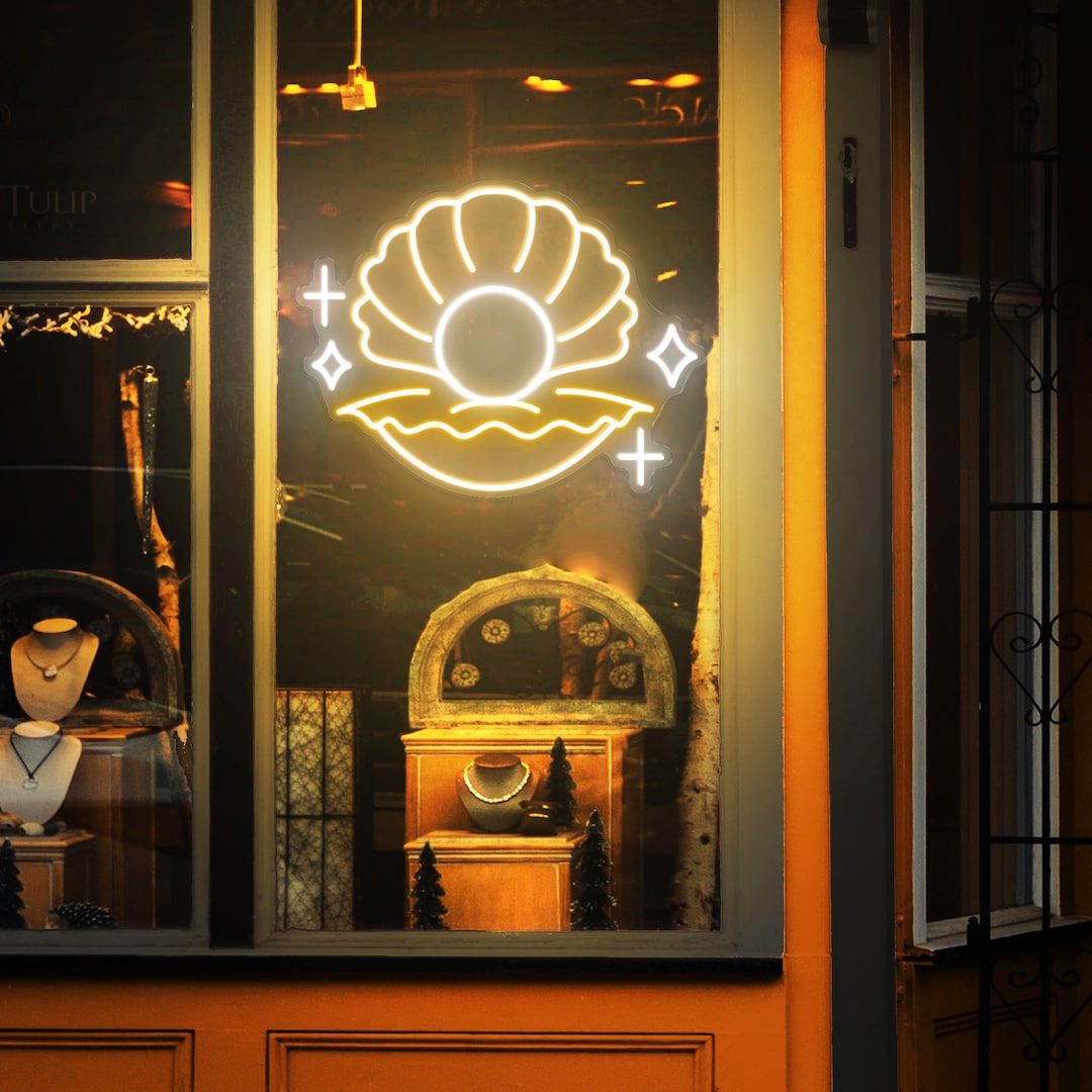 Handcrafted Pearl Neon Sign: Seashell Light, Accessories Shop Decor - Etsy