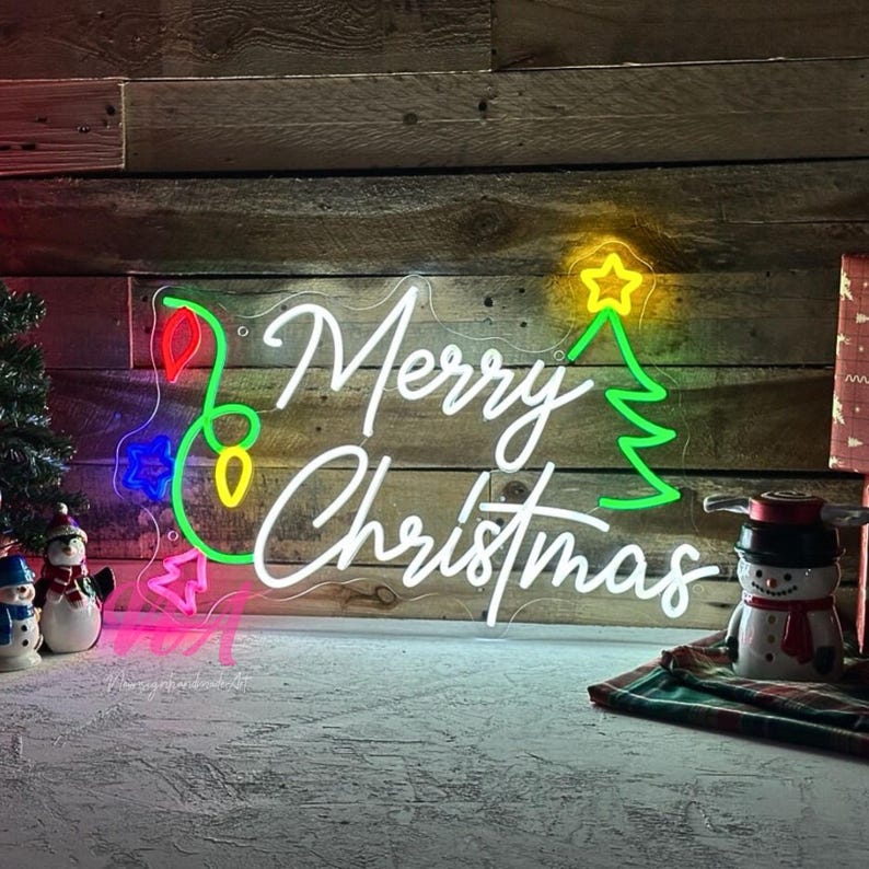 Custom 'holly Jolly' LED Neon Sign, Christmas Wall Decor - Etsy