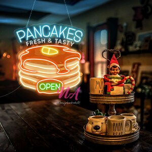 Pancake Open Neon Sign, Custom Neon Sign, Pancake Brunch Sign, Pancake ...