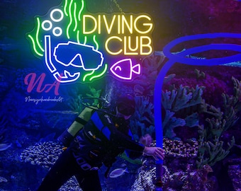 Scuba Diver Neon Sign, Scuba Diver Neon Light, Diving Mask & Duck ...