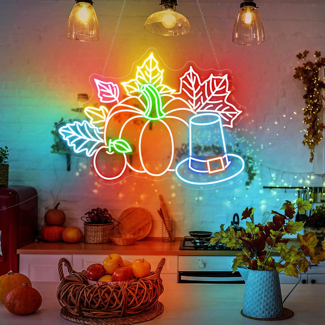 Happy Thanksgiving Neon Sign, Happy Thanksgiving Sign, Thanksgiving ...