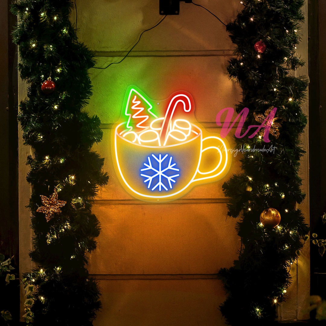 Christmas Coffee Mug Sign Mash Mallow Mug Neon Holiday Mug Xmas Gift ...