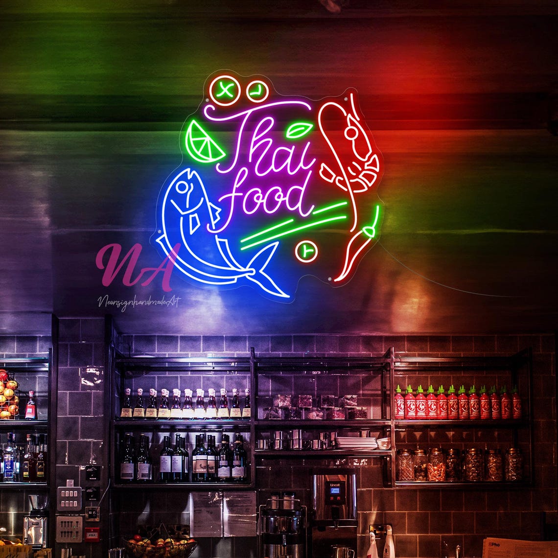 Thai Food LED Neon Sign: Restaurant Decor, Kitchen Wall Art - Etsy