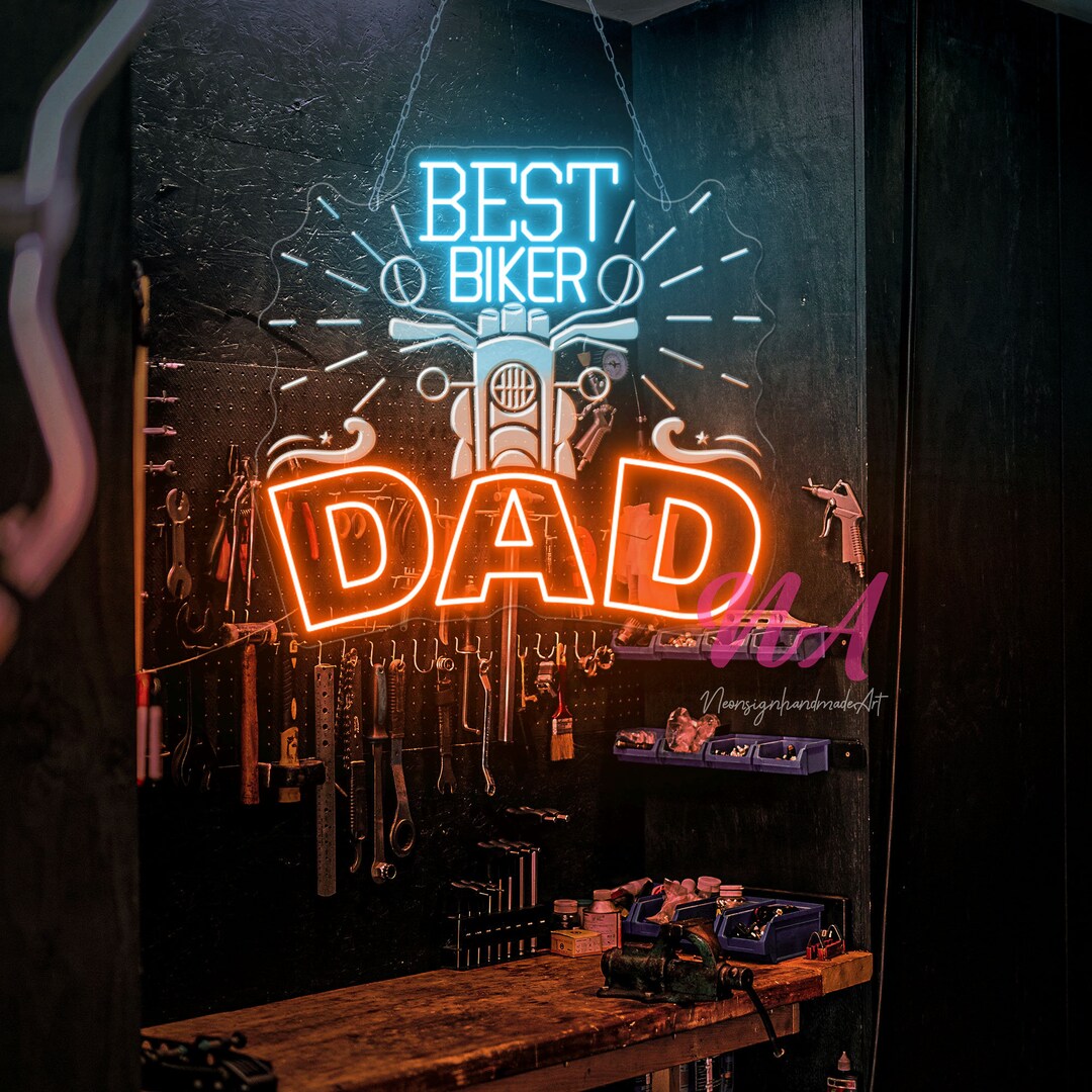 Best Biker Dad Neon Sign Best Dad Neon Light Motorbike Light Sign ...