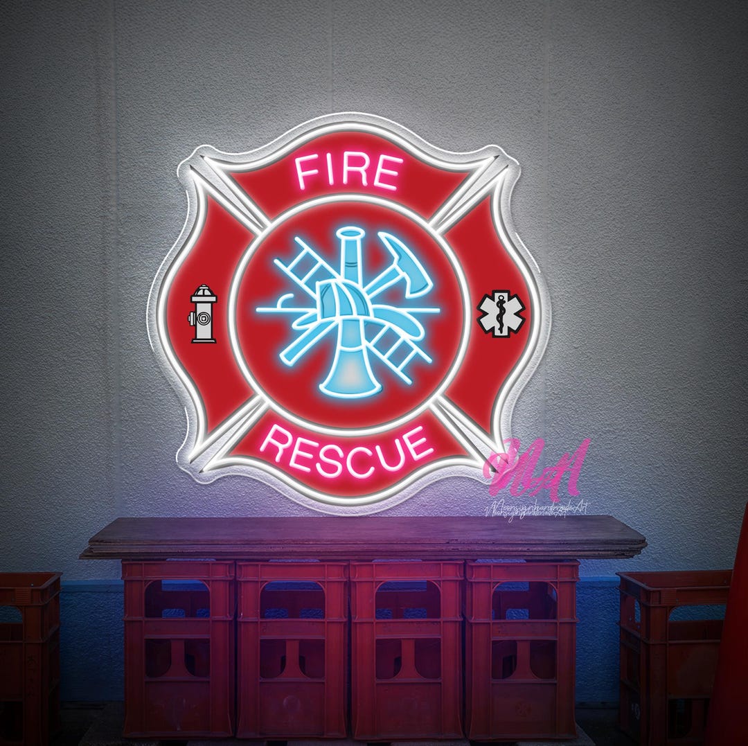 Fire Department LED Neon Sign, Fire Rescue LED Neon Sign, Fire Station ...