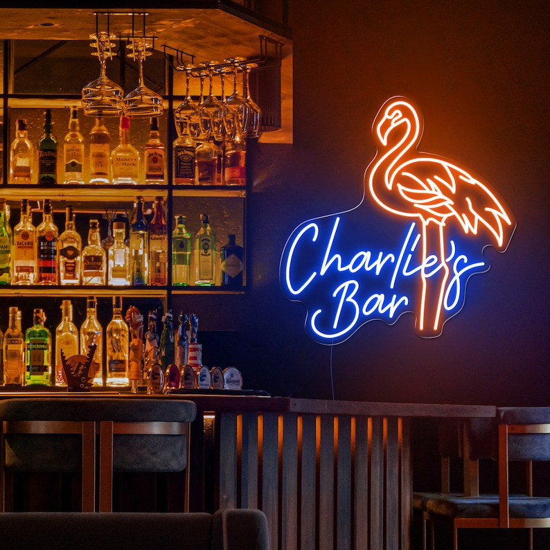Custom Flamingo Neon Bar Sign: Personalized Mancave Decor - Etsy