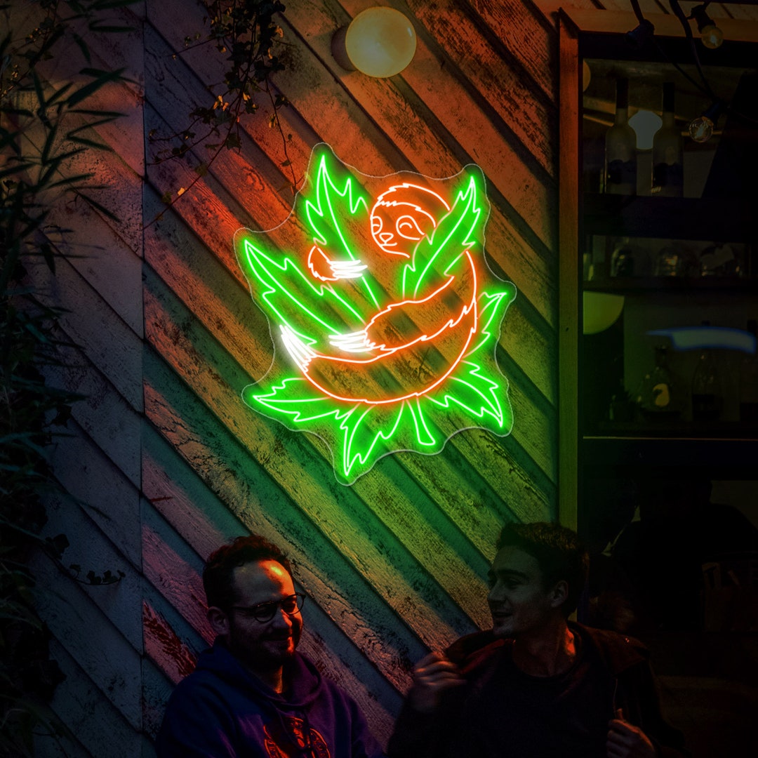 Sloth Cannabis Neon Sign Weed Wall Art LED Lights Marijuana - Etsy