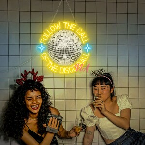 Disco Ball Neon Sign: Custom Party Wall Decor - Etsy