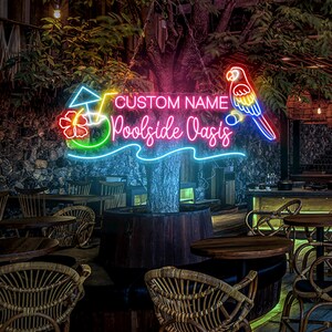 Custom Poolside Neon Sign: Personalized Pool Bar Decor - Etsy