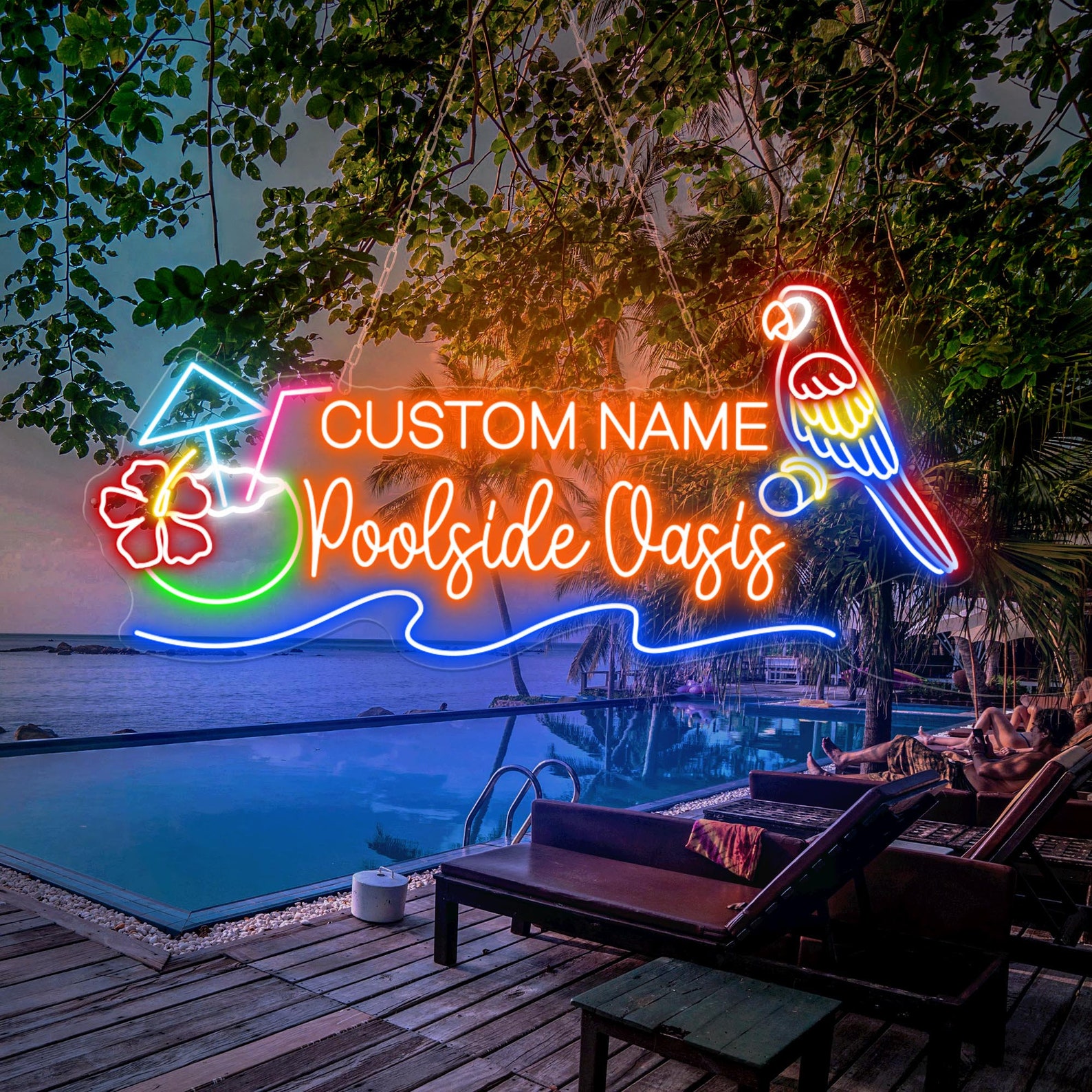 Custom Poolside Neon Sign: Personalized Pool Bar Decor - Etsy