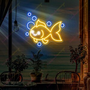 Goldfish Neon Sign, Cute Goldfish Led Sign, Wall Decor, Aquarium Decor ...