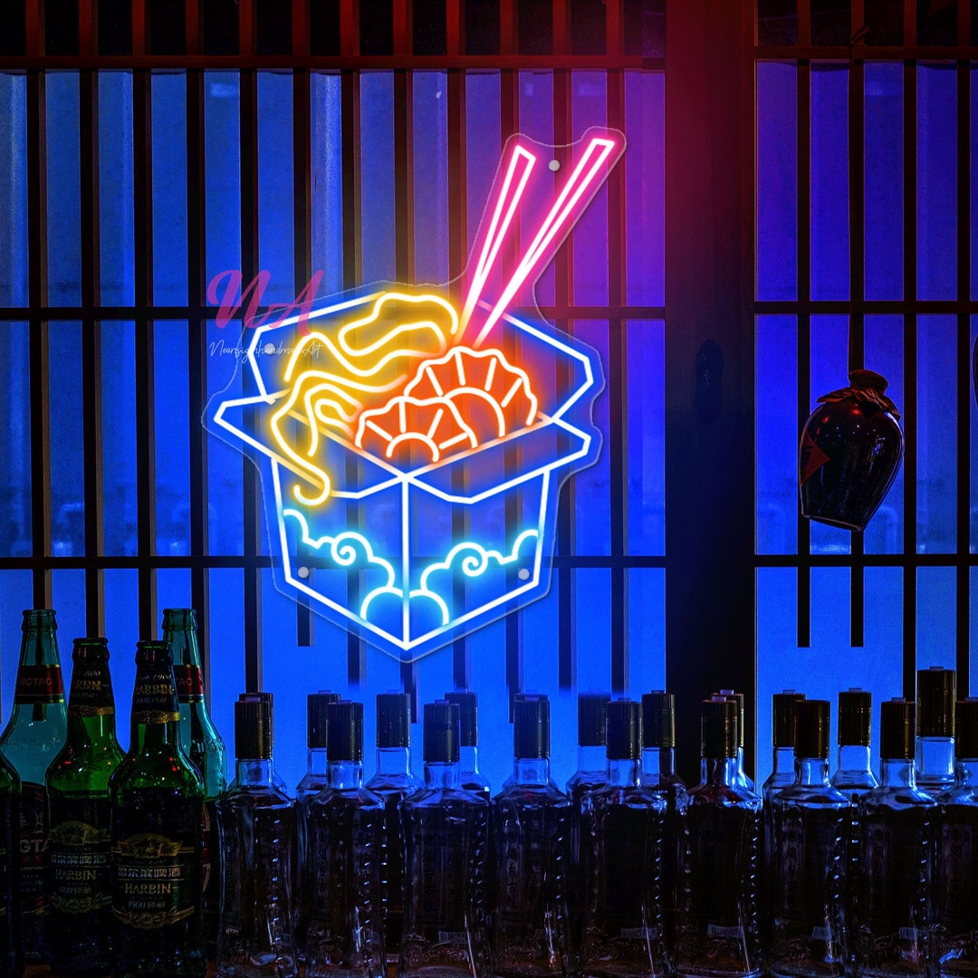 Chinese Food Neon Sign, Wok Box Sign, Wok House Neon Light, Chinese ...