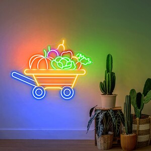 Vegetable Cart Neon Sign,autumn Fall Decor,cornucopia Neon Sign,fall ...