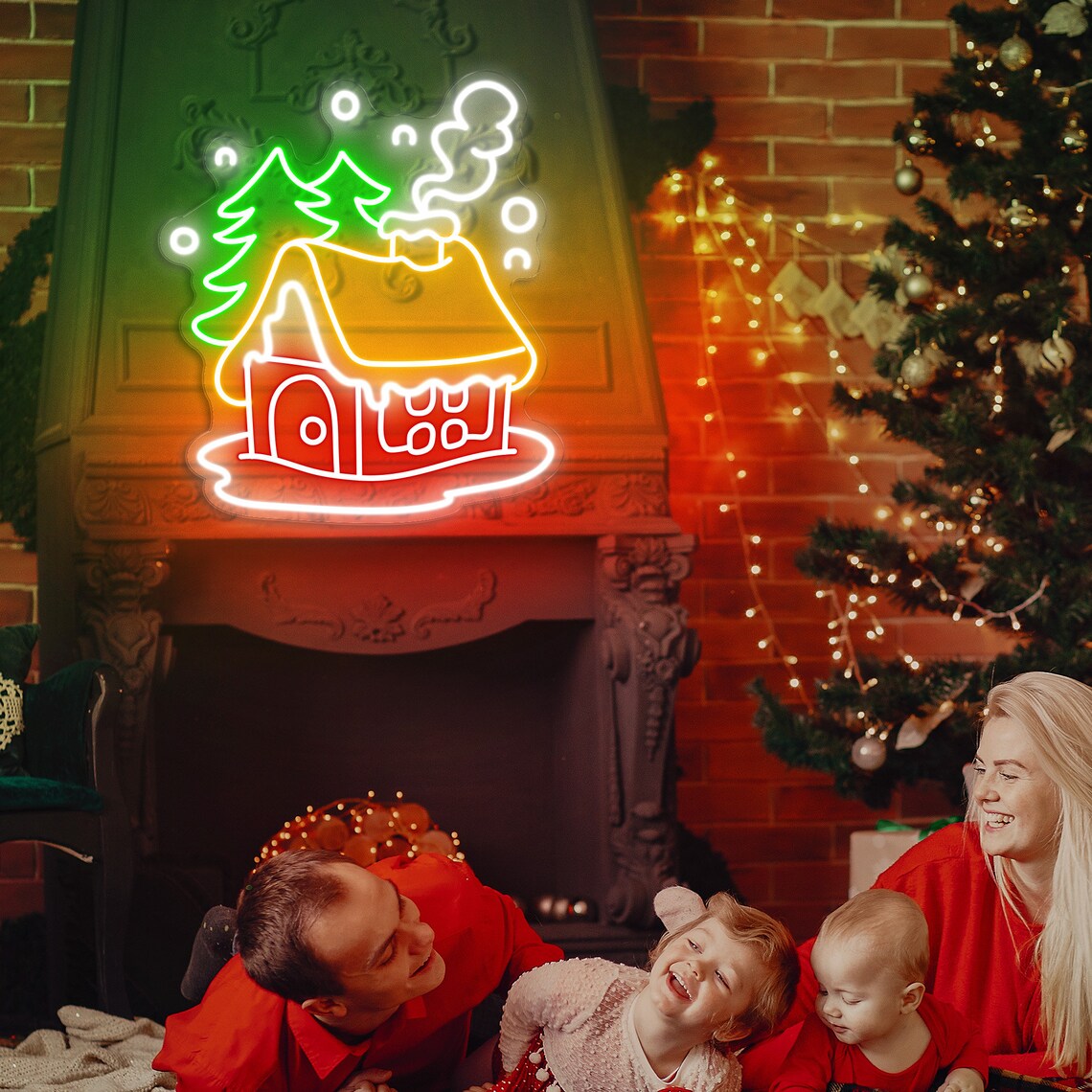 Winter House LED Neon Sign: Christmas Holiday Decor - Etsy