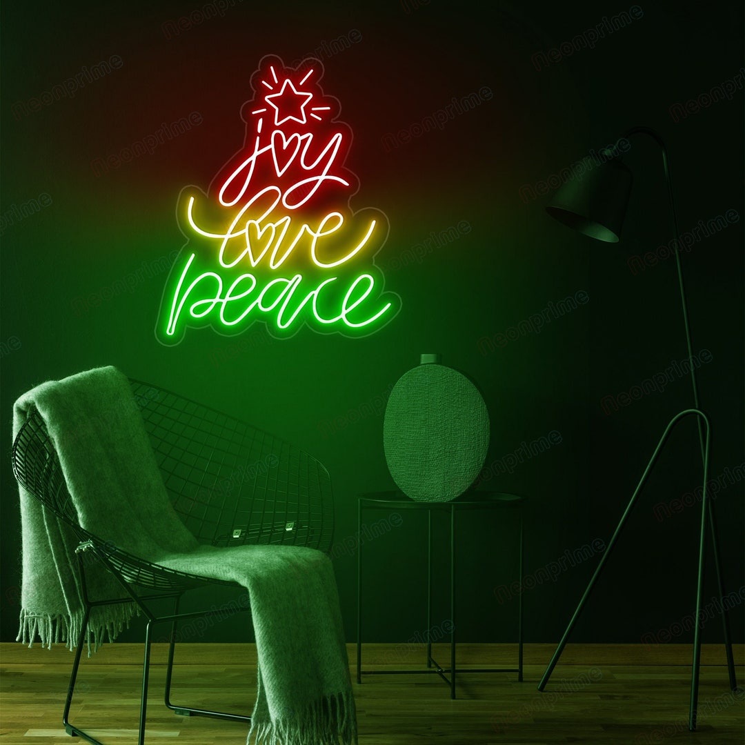 Joy Love Peace Neon Sign, Christmas Decor, Custom Neon Sign Farmhouse ...