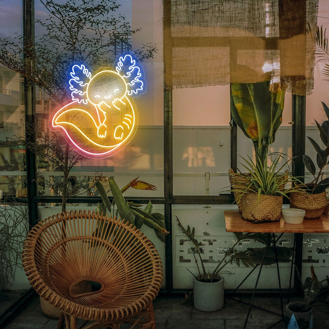 Axolotl Neon Sign, Cute Axolotl Pet, Hologram Light, Kawaii Decor ...