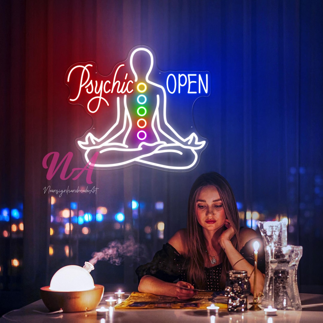 Psychic Open Neon Sign: Chakra Decor, UV Print Acrylic LED - Etsy
