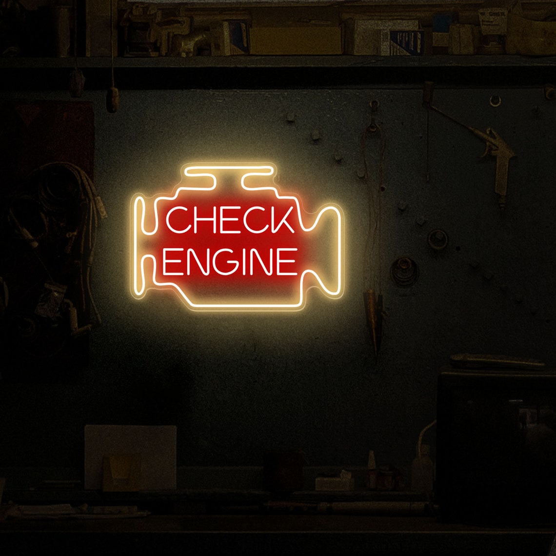 Check Engine LED Neon Sign Gift for Car Lover Check Engine - Etsy