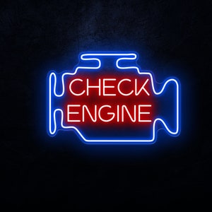 Check Engine LED Neon Sign, Gift for Car Lover, Check Engine Light Sign ...