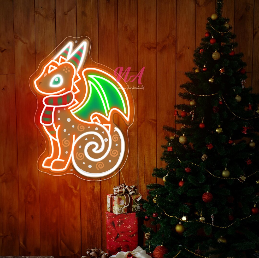 Ginger Dragon Bread LED Neon Sign, Ginger Bread Neon LED Sign, Cookie ...