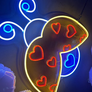 Lady Bug LED Neon Sign, Custom Neon, Neon Light, Ladybug Love Dot Neon ...