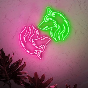 Two Wolves Neon Sign, Two Wolves Wall Decor, Custom Neon Sign, Wolf ...