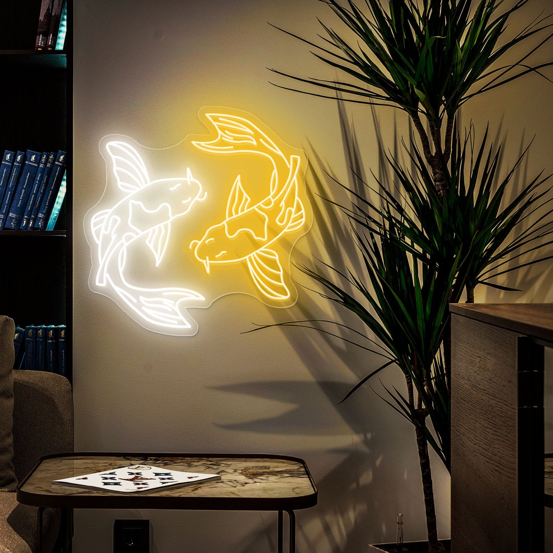 Koi Fish Neon Sign, Koi Fish Wall Decor, Japanese Neon Sign,custom ...