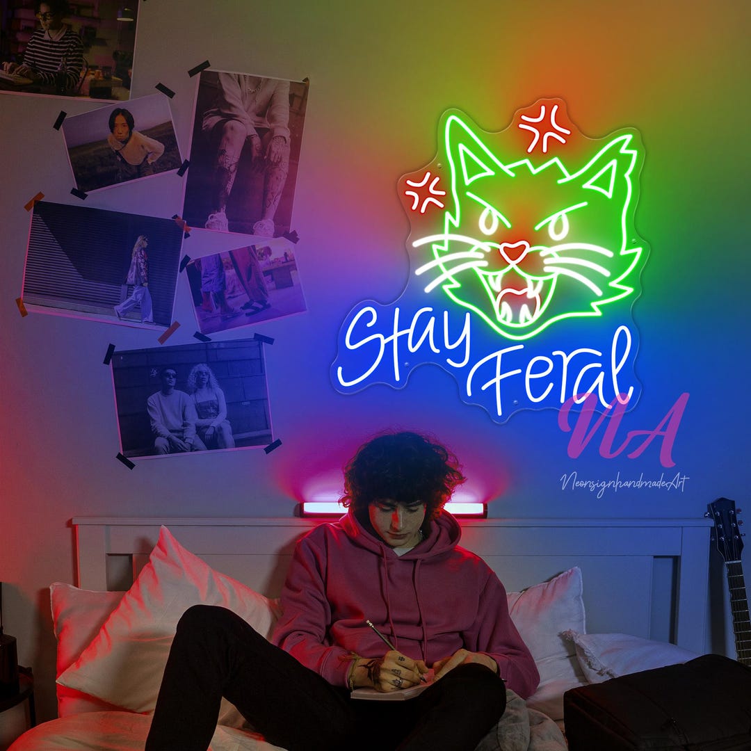 Stay Feral Neon Sign, Stay Feral Led Sign, Feral LED Light Goth Lover ...