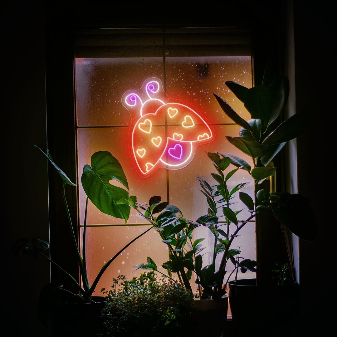 Lady Bug LED Neon Sign, Custom Neon, Neon Light, Ladybug Love Dot Neon ...