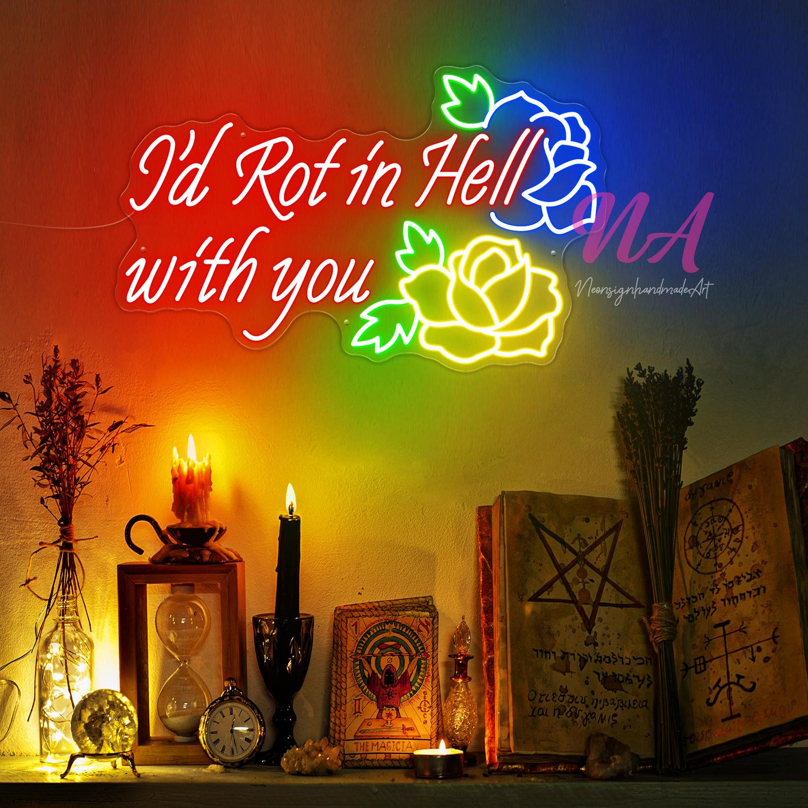I'd Rot in Hell With You Neon Sign, Gothic Decor Sign, Halloween Neon ...